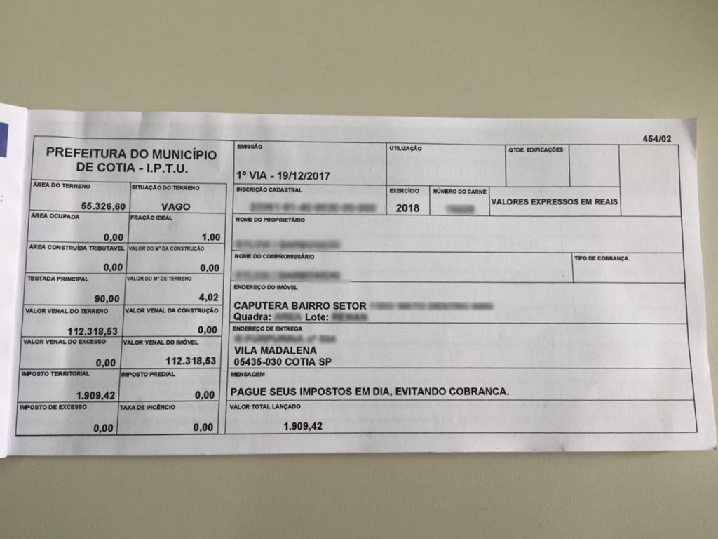 Primeira parcela do IPTU 2018 de Cotia vence dia 20 | Granja News
