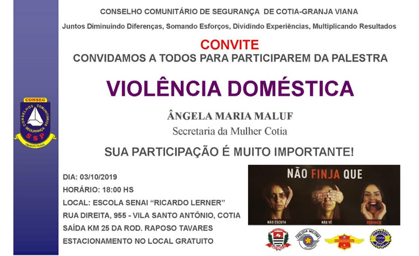 CONSEG - Convite para palestra Violência Doméstica | Granja News